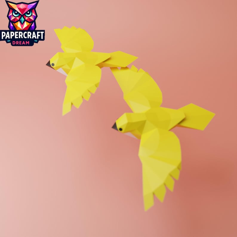 3D Flying Bird Papercraft Template: DIY Low Poly Wall Art (PDF Download ...