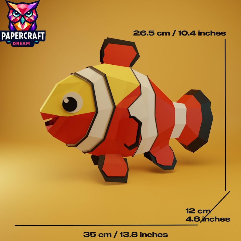 Clown Fish 3D Papercraft– DIY Clown Fish Template,paper Clown Fish ...