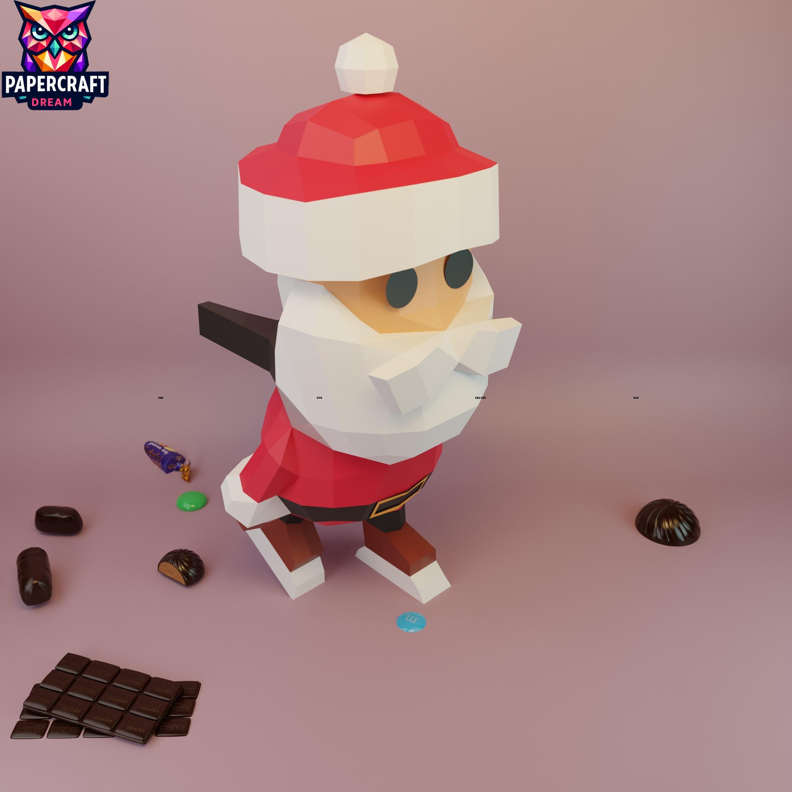 Santa Ice Skating 3D Papercraft Template | DIY Christmas Decoration ...