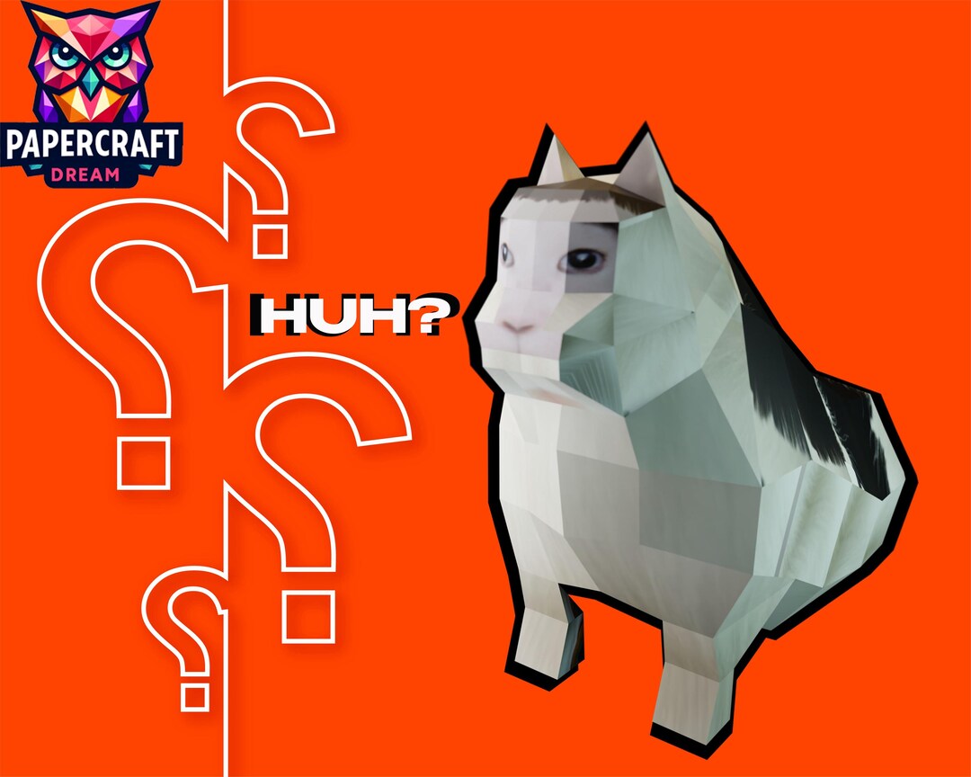 HUH CAT 3D Papercraft– Diy Huh Cat 3D Pdf Template,huh Cat Gift, Paper ...