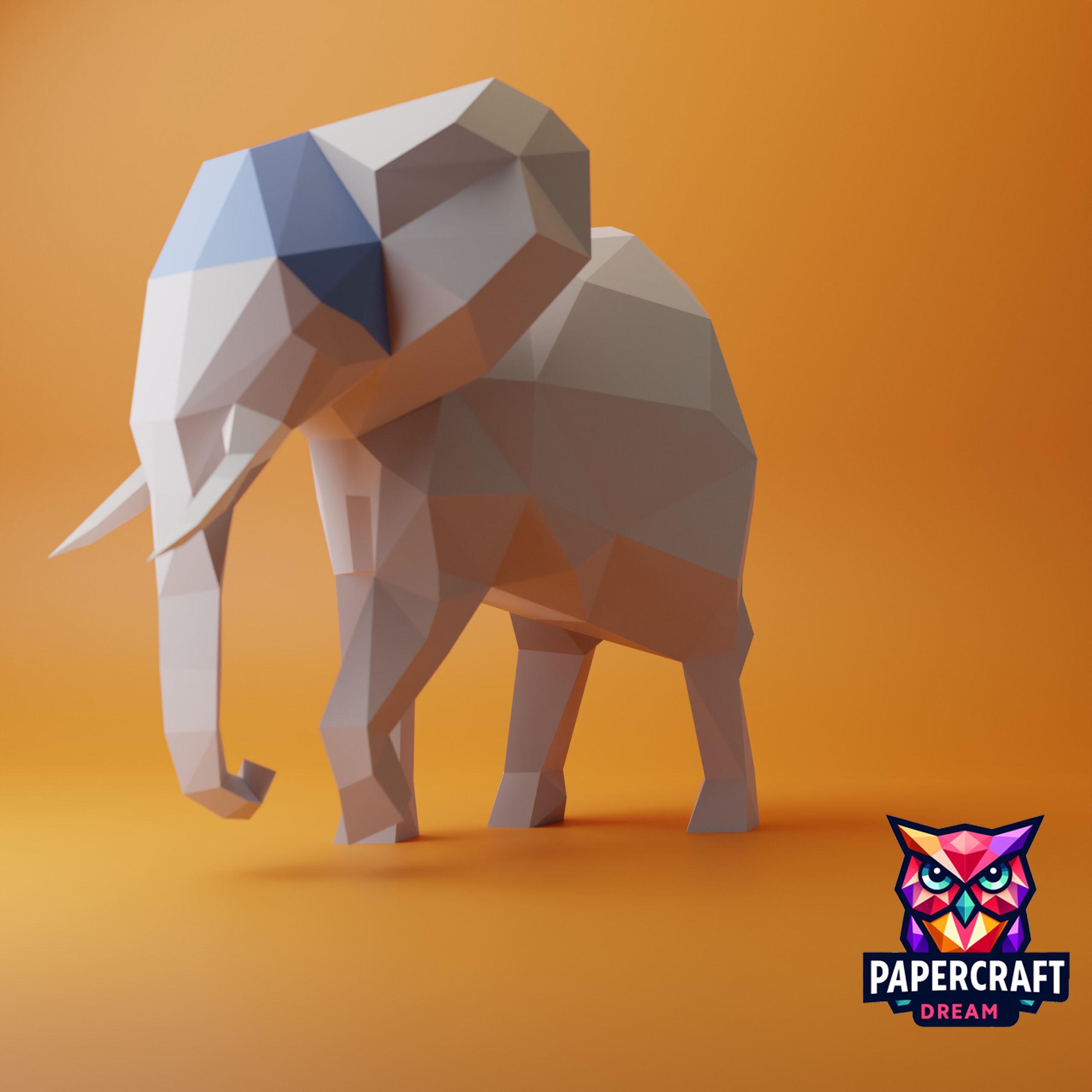 Elephant 3D Papercraft – Low Poly DIY Paper Model (pdf, Svg, Dxf) - Etsy