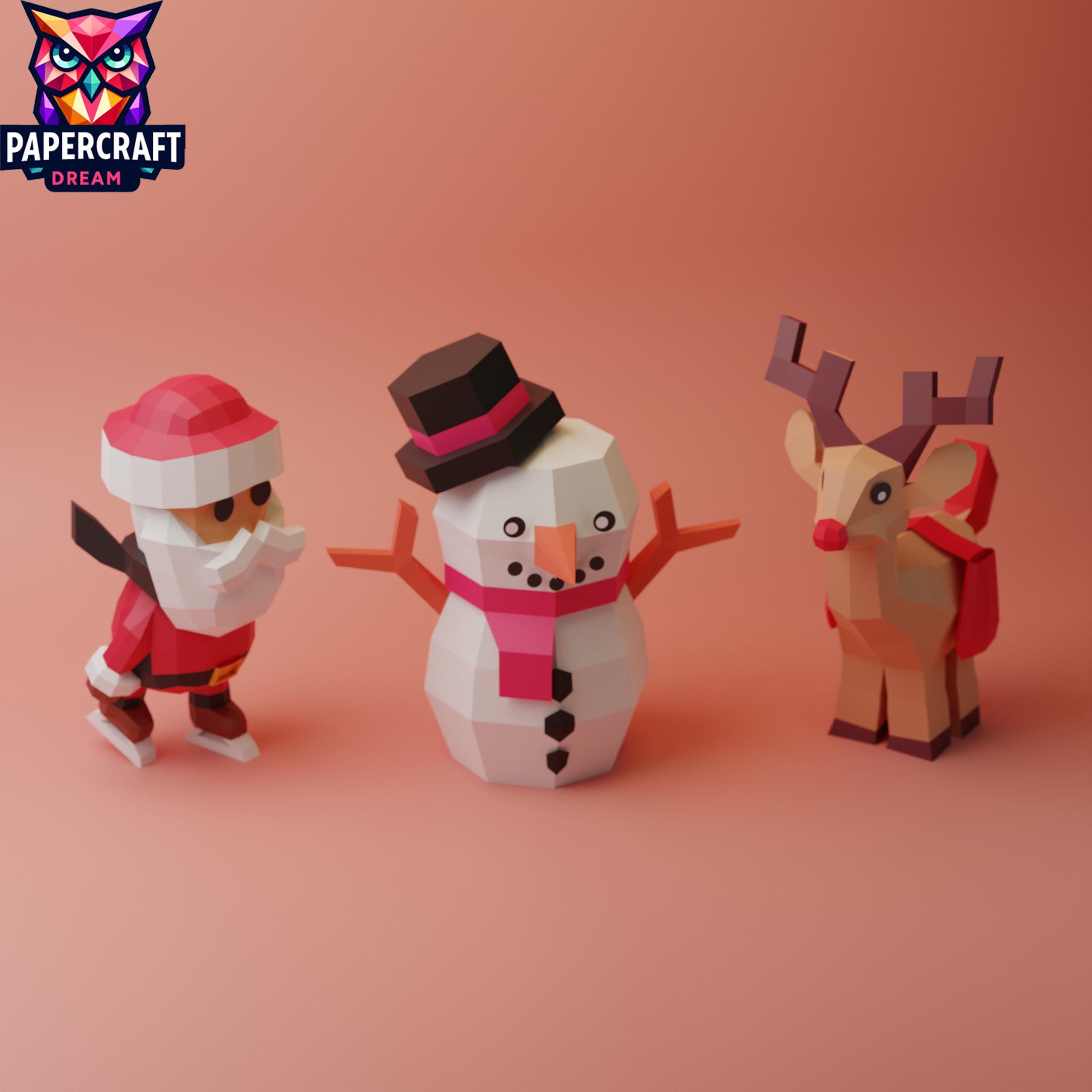 3D Papercraft Snowman Template: DIY Christmas Decoration (PDF/SVG ...