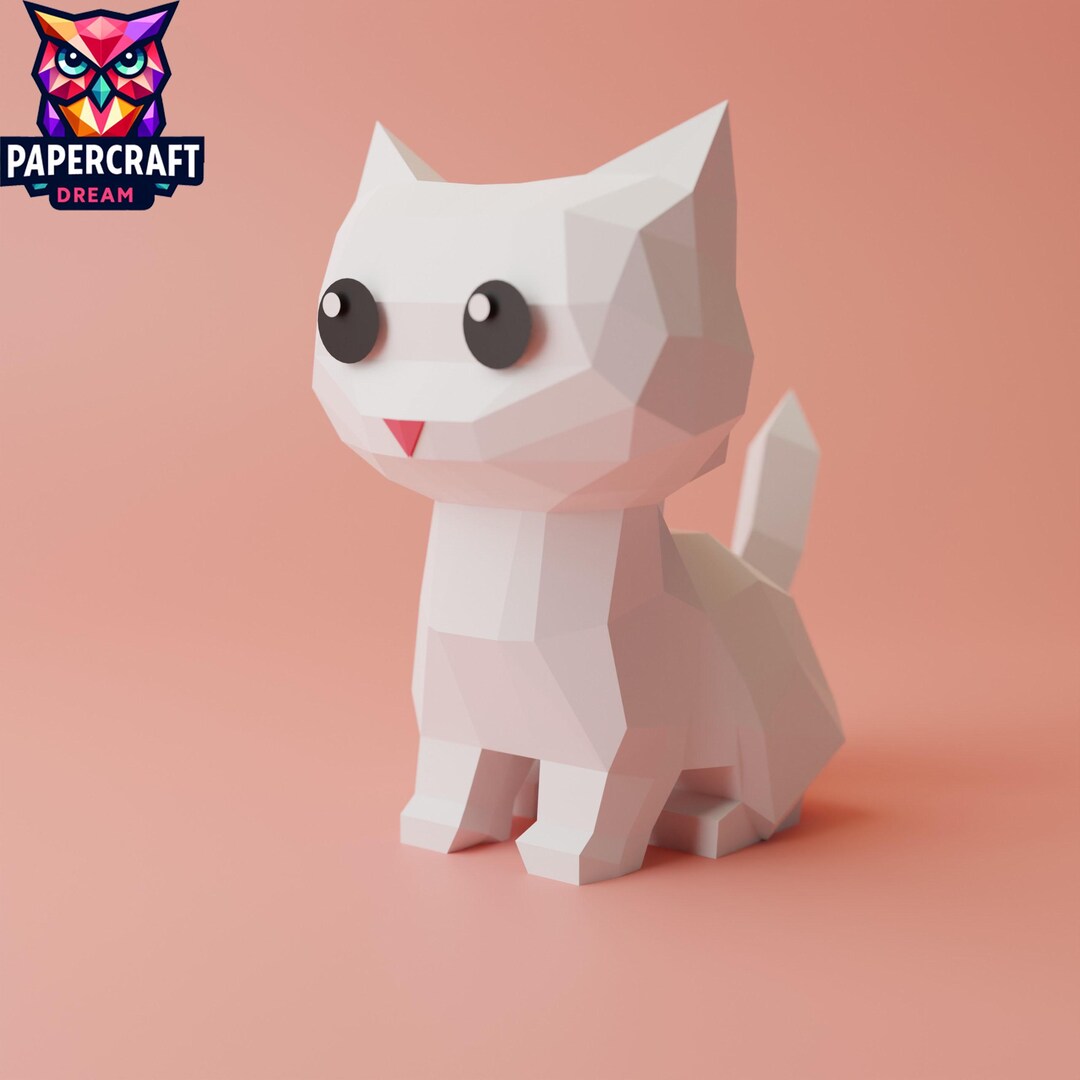Kitten Papercraft – 3D Low Poly Cat, DIY Paper Model, Little Cat PDF ...
