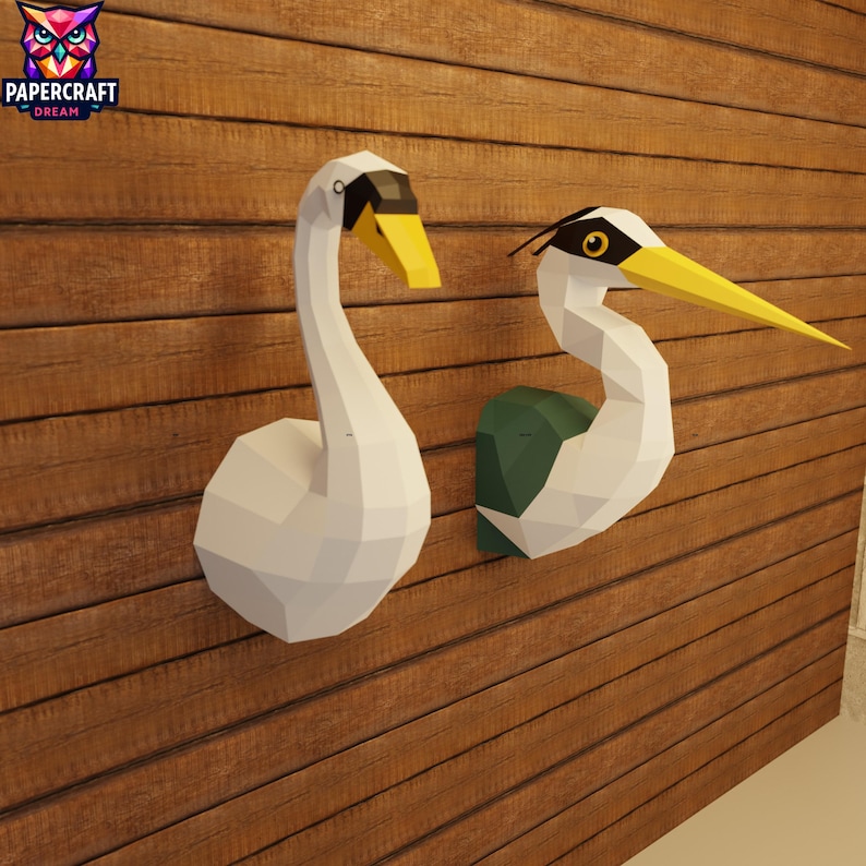 3D Crane Papercraft – Low Poly Heron Wall Decor (PDF, SVG, DXF) - Etsy