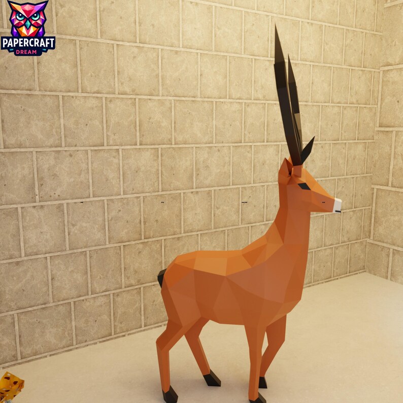Deer Papercraft: Paper Animal Trophy, Low Poly 3D Model (SVG PDF DXF ...