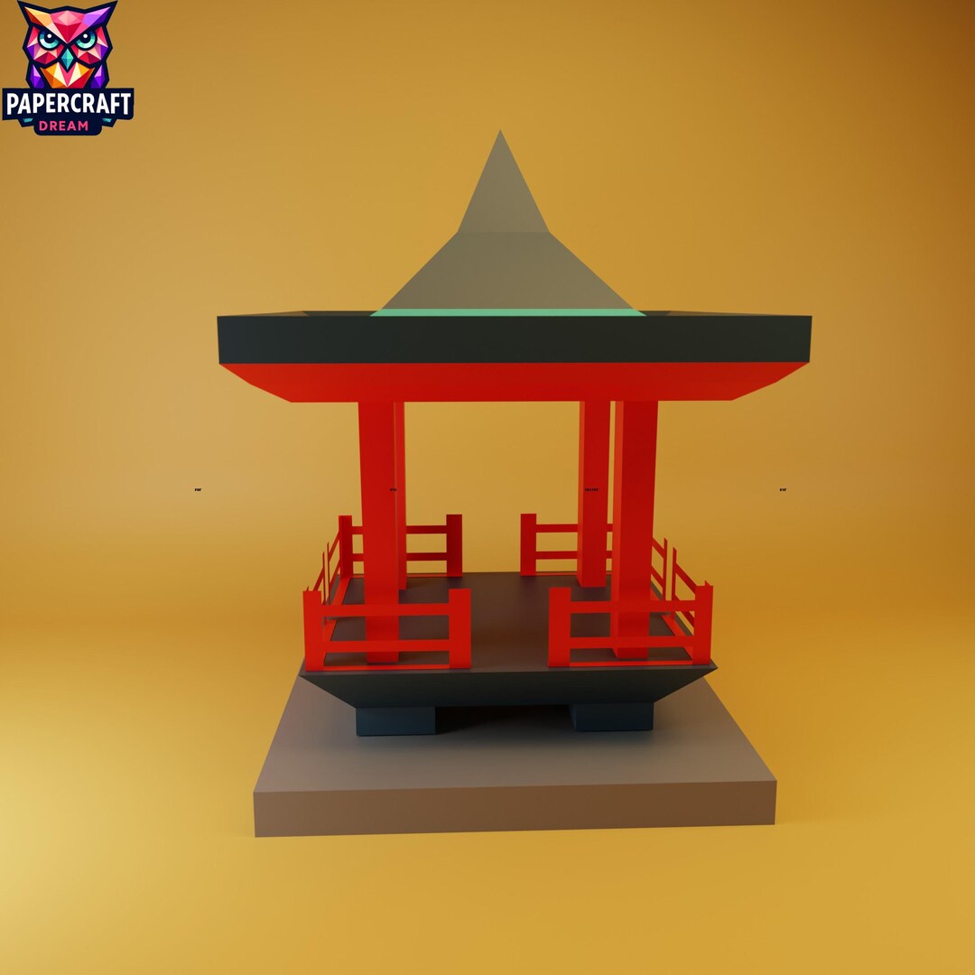 Pagoda 3D Papercraft–diy Pagoda,low Poly Pagoda Template. Zen Japan ...