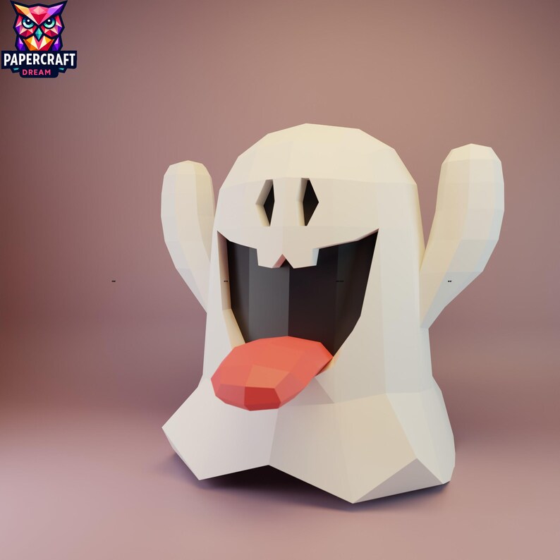 Happy Ghost Papercraft Cute Ghost Low Poly, 3d Hallowen Ghost, Ghost ...