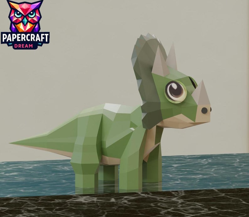 Diy Baby Triceratops Dinosaur Papercraft Template/ Educational Game ...