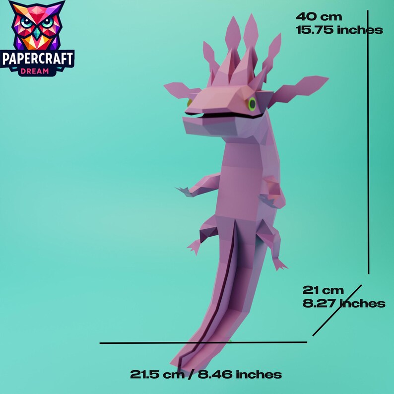 Axoltol Swimming 3D Papercraft– DIY Axoltol ,paper Salamander , Paper ...