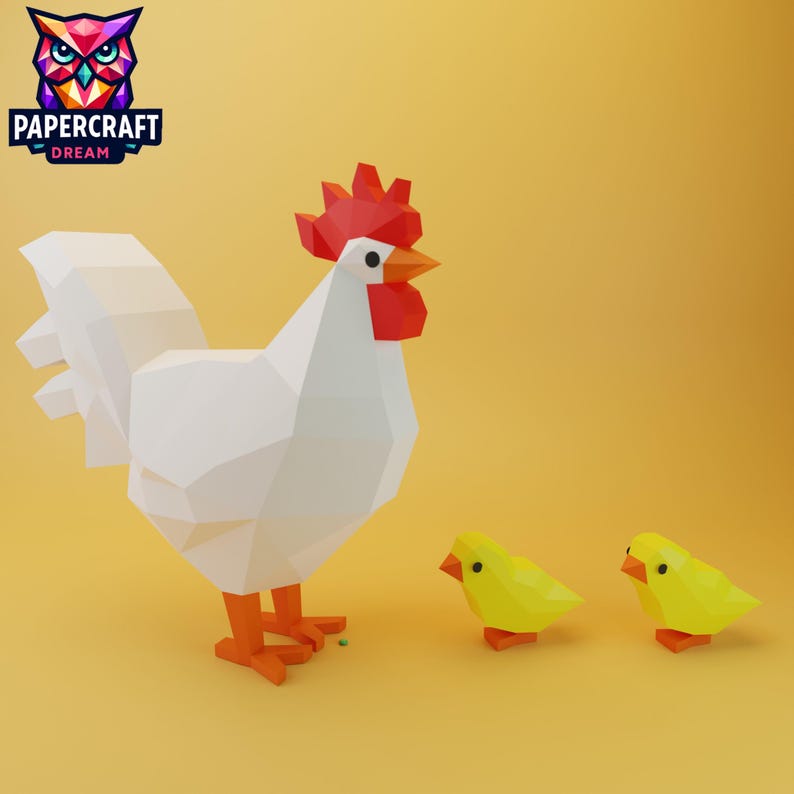 3D Paper Chicken – DIY Low Poly Hen Farmhouse Decor (pdf, Svg, Dxf) - Etsy