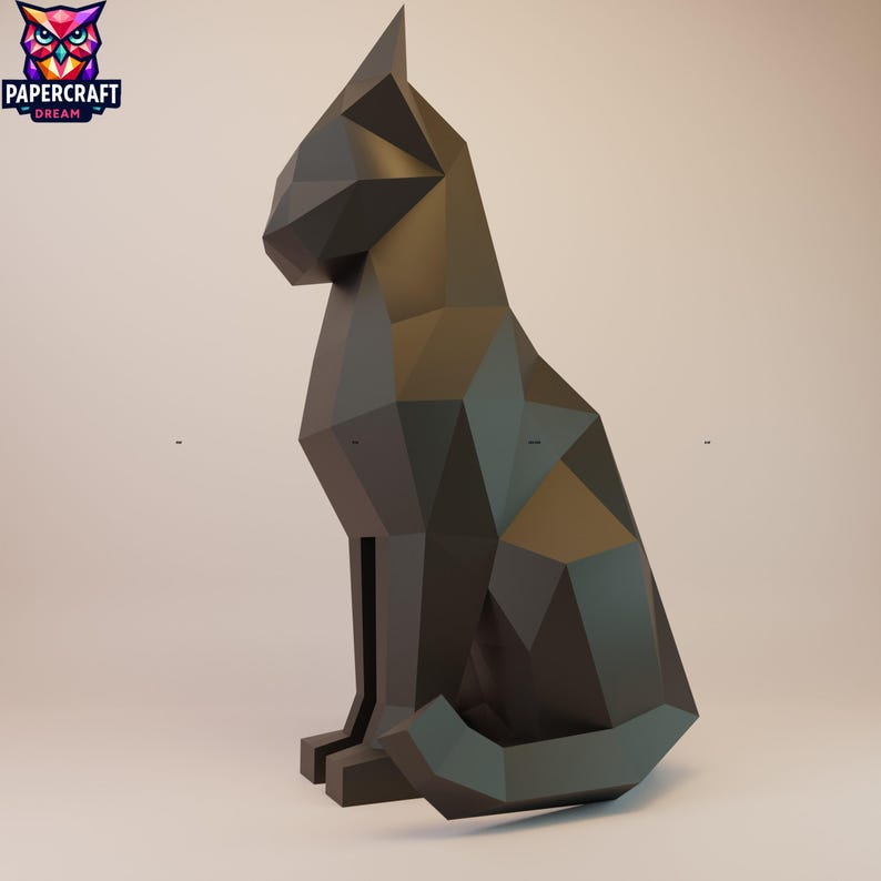 Cat 3D Papercraft Template: DIY Origami Halloween Sculpture (pdf,svg ...