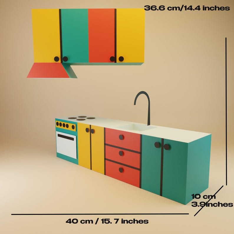 Vintage Kitchen Set Papercraft Template, 3D DIY Model (pdf, Svg, Dxf ...