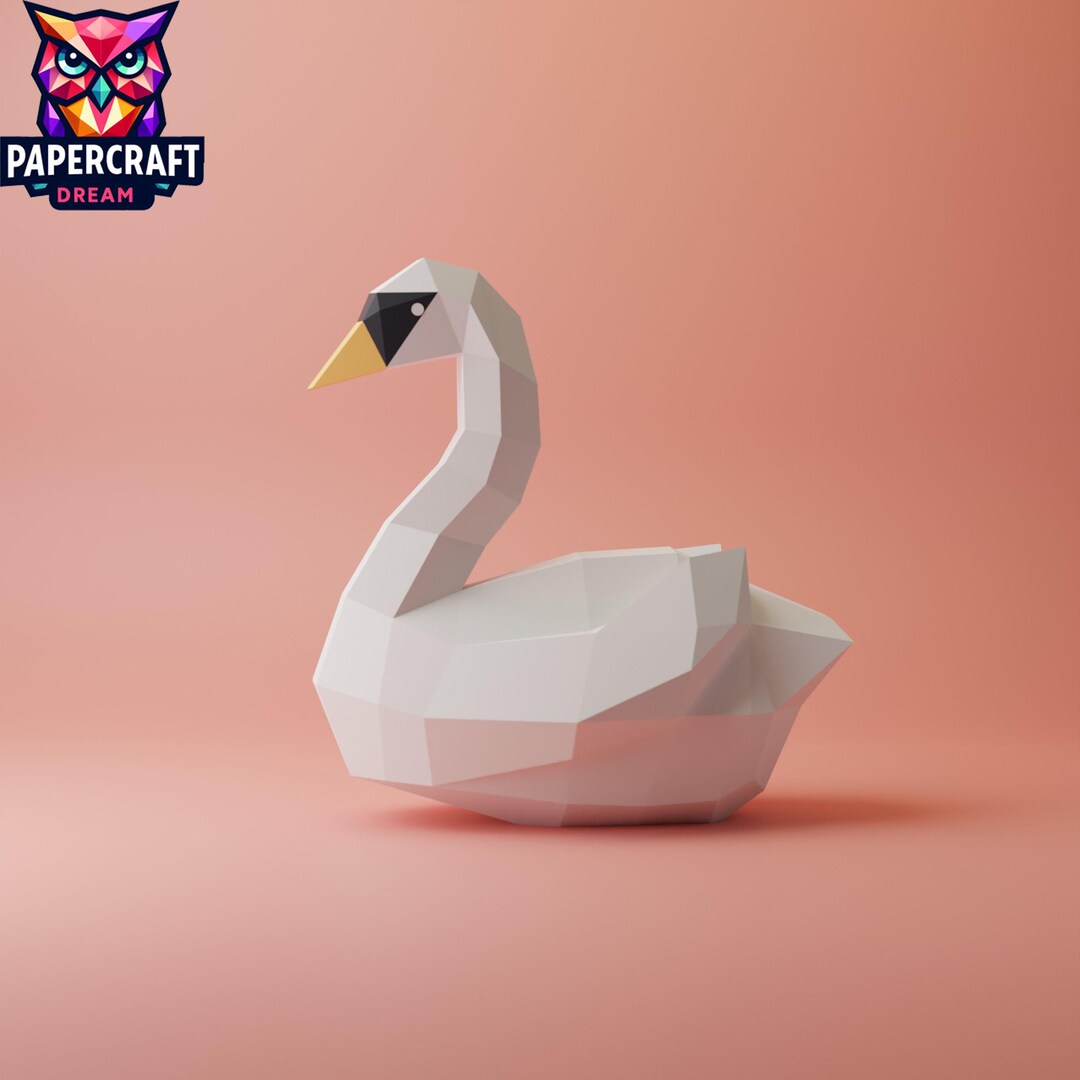 Swan Paper Craft, Papercraft Swan, Diy Swan, Digital Template, Origami ...