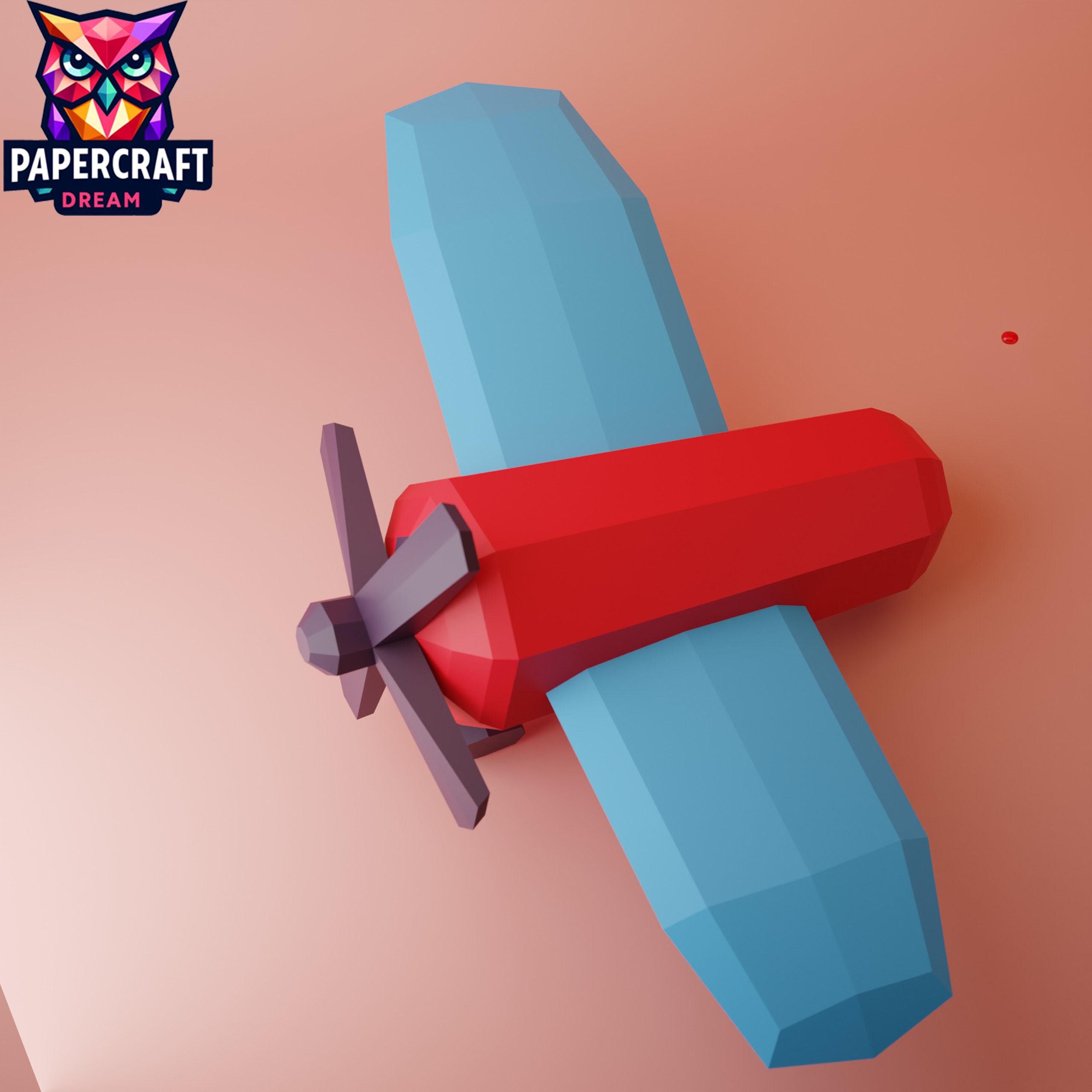 Paper Airplane Papercraft Template – Easy 3D Low Poly Paper Plane Model | PDF & SVG Downloads ...