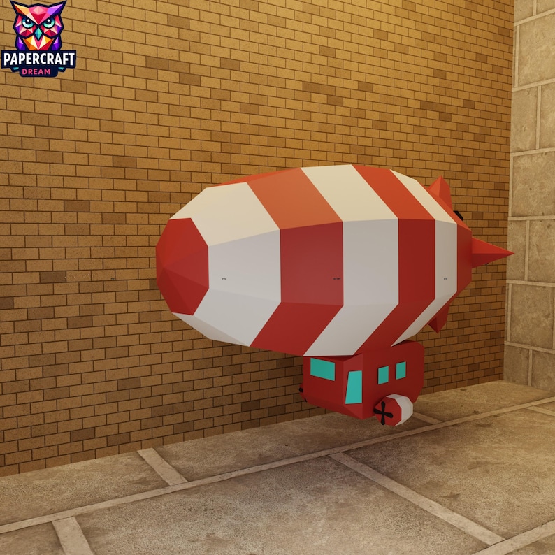 Airship Blimp Papercraft Template: Diy Low Poly Zeppelin Origami 3D Model (SVG PDF DXF) - Etsy