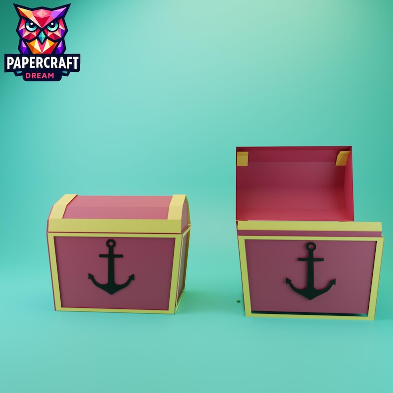 DIY Pirate Treasure Chest Papercraft – Low Poly Model (pdf, Svg, Dxf ...