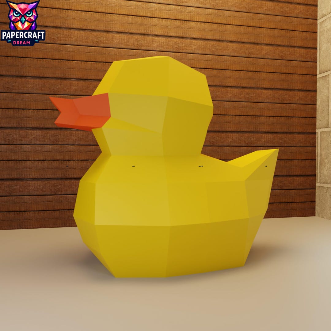 Yellow Duck Papercraft: Low Poly 3D Model Template (SVG PDF DXF) - Etsy