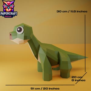 Brachiosaurus Papercraft Baby - Low Poly Brachiosaurus Template Easy ...