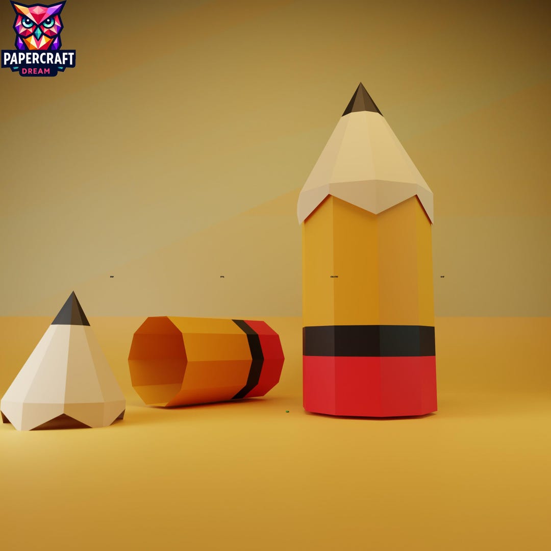 3D Papercraft Pencil Box – DIY Low Poly Template (pdf, Svg, Dxf) - Etsy