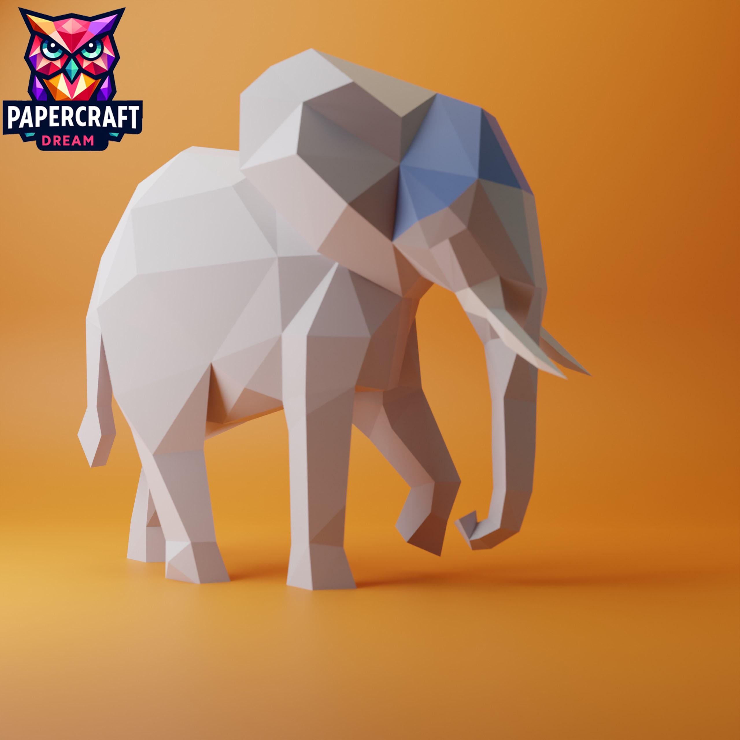 Elephant 3d Papercraft - Low Poly Diy Paper Model Template (pdf, Svg ...