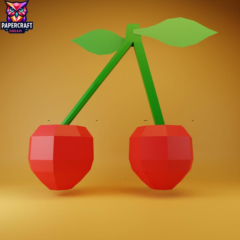 Cherry Fruit 3D Papercraft–diy Cherry Template,low Poly Cherry, Fruit ...