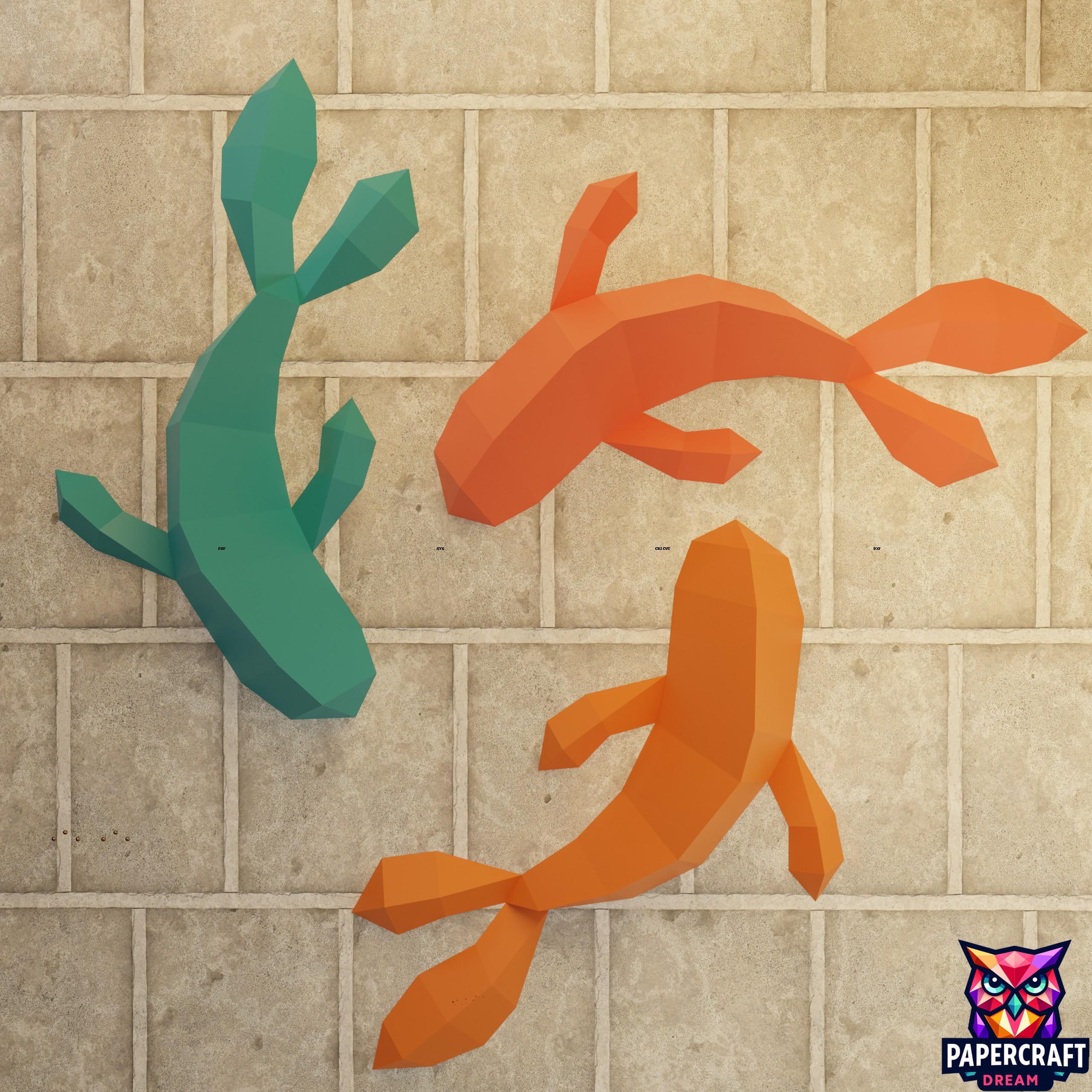 Koi Fish 3D Papercraft Sculpture – DIY Low Poly Wall Decor (pdf, Svg ...