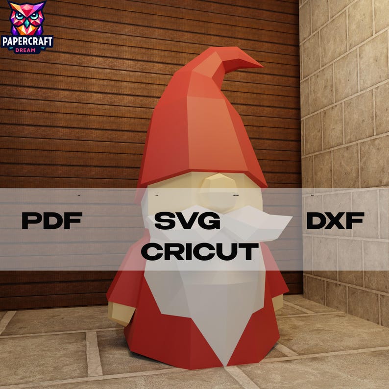 Gnome 3D Papercraft Template: Diy Santa Claus Low Poly Christmas Decor ...