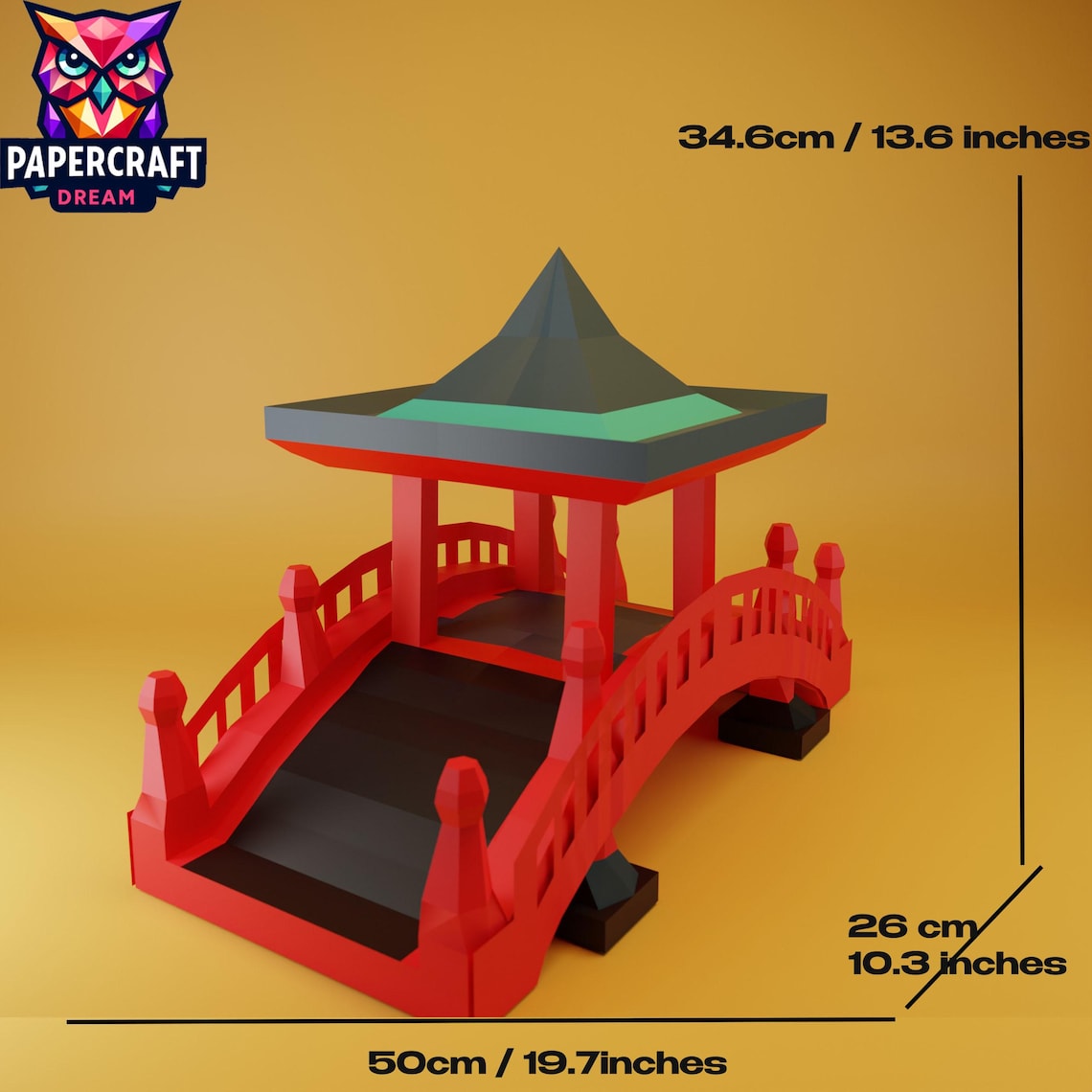 Japanese Bridge 3D Papercraft – DIY Low Poly Model (pdf, Svg, Dxf) - Etsy