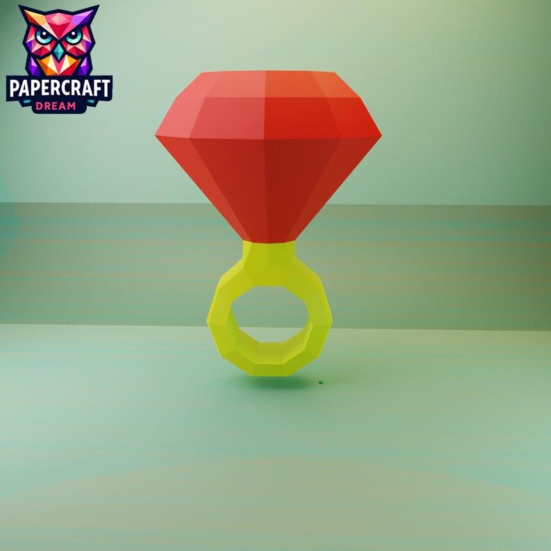 Diamond Ring 3D Papercraft–diy Diamond Ring Template,low Poly Ring ...