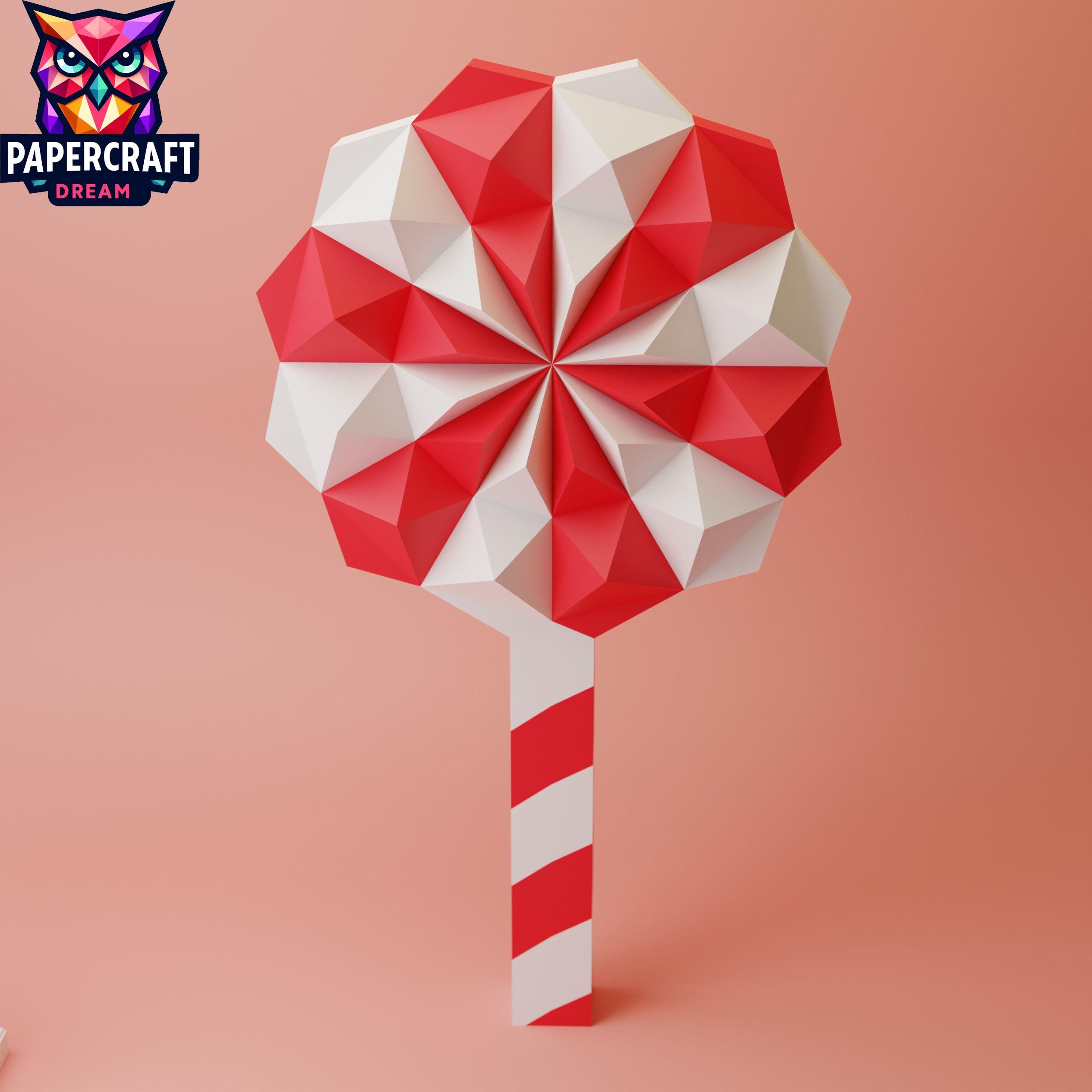 DIY Candy Lollipop Papercraft – Low Poly 3D Model (pdf, Svg, Dxf) - Etsy