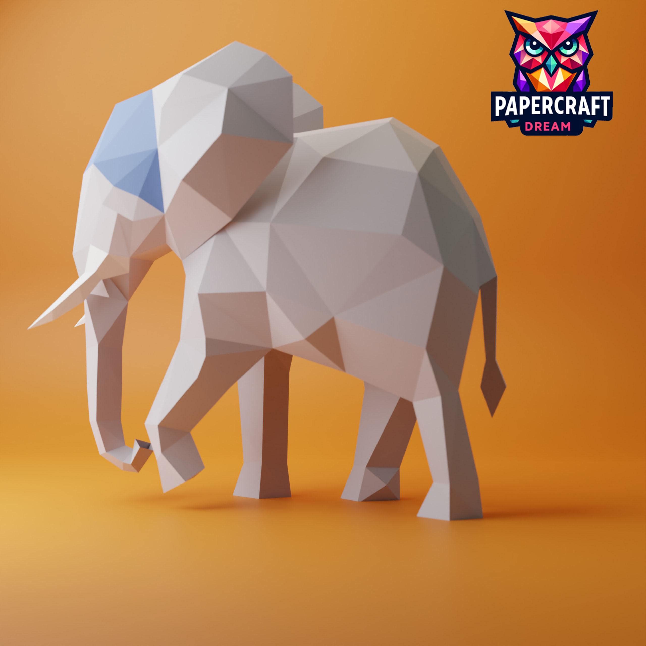Elephant 3D Papercraft – Low Poly DIY Paper Model (pdf, Svg, Dxf) - Etsy