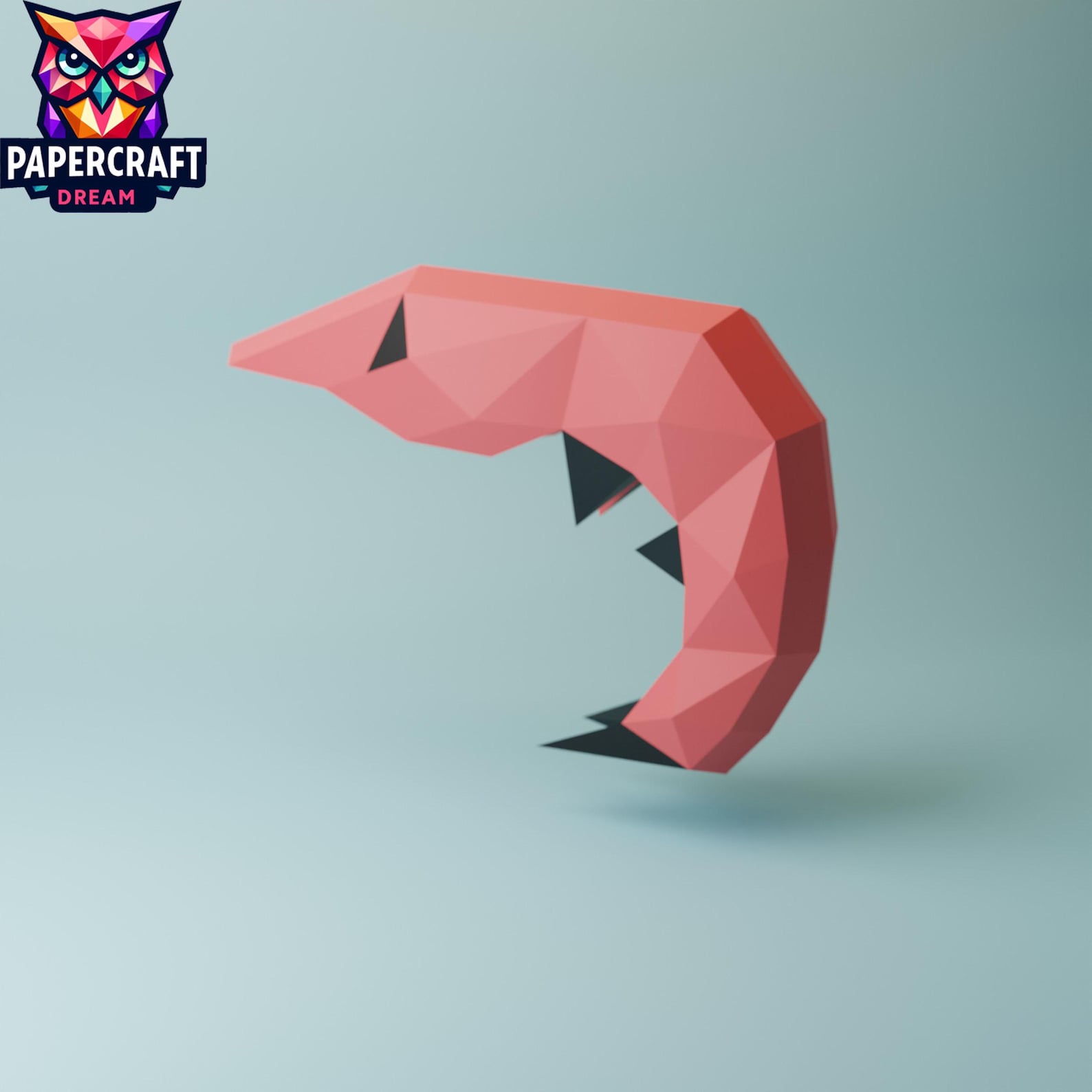 Shrimp Prawn 3d Papercraft - Low Poly Diy Paper Model Template (pdf ...
