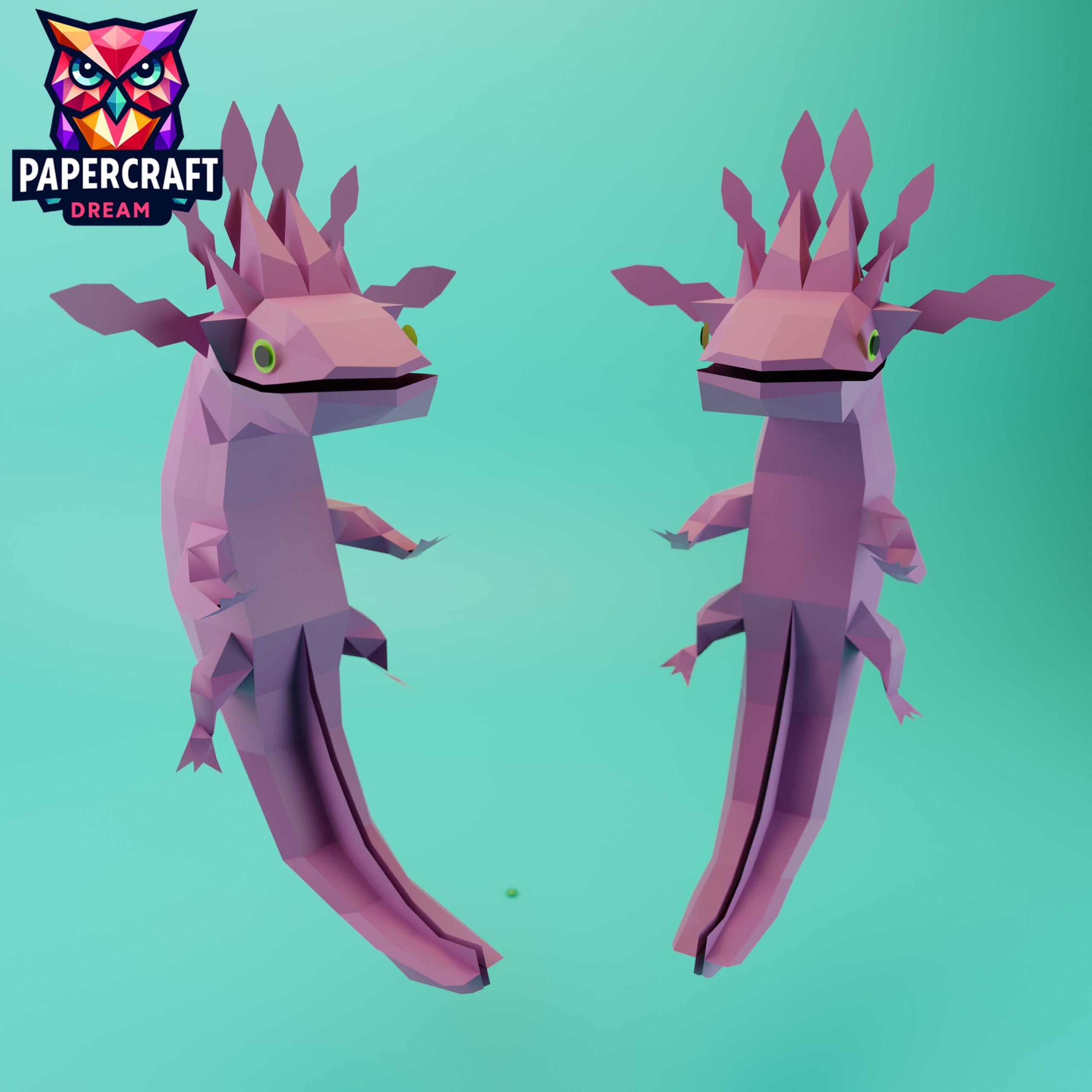 Axoltol Swimming 3D Papercraft– DIY Axoltol ,paper Salamander , Paper ...