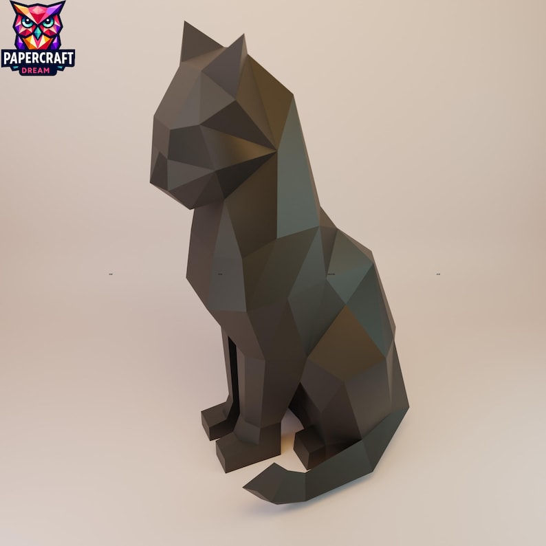 Cat 3D Papercraft Template: DIY Origami Halloween Sculpture (pdf,svg ...