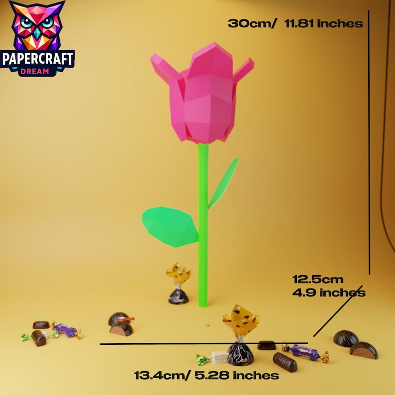 Paper Rose Template, Rose 3D Papercraft– DIY Rose Flower Symbol,paper ...