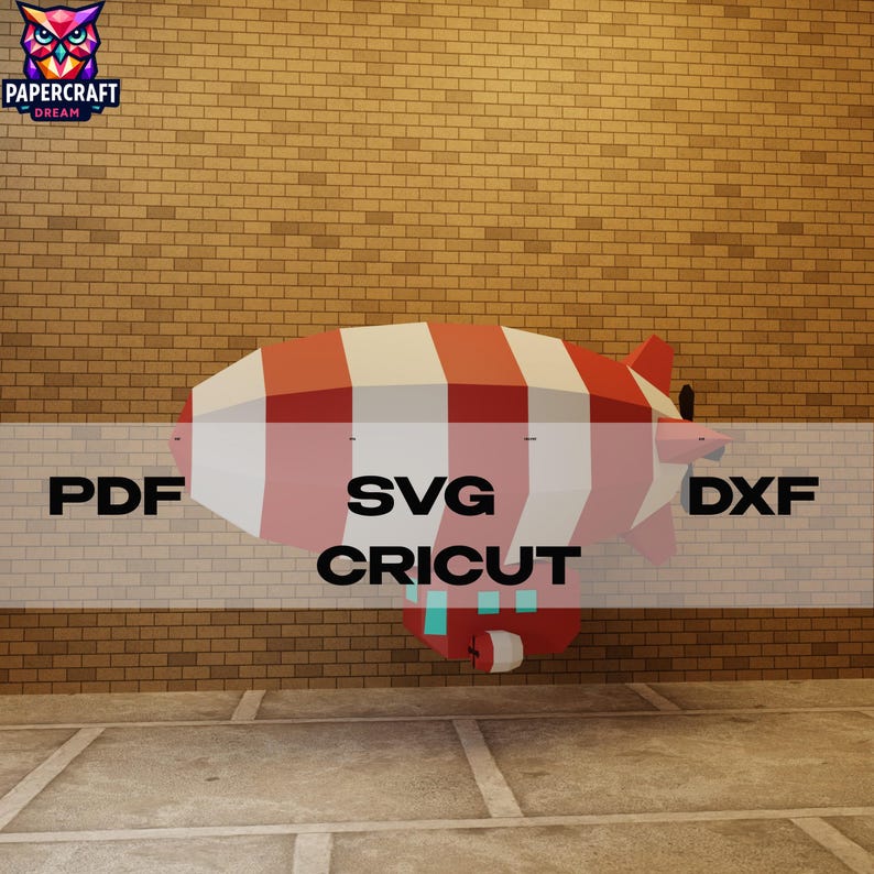 Airship Blimp Papercraft Template: Diy Low Poly Zeppelin Origami 3D ...