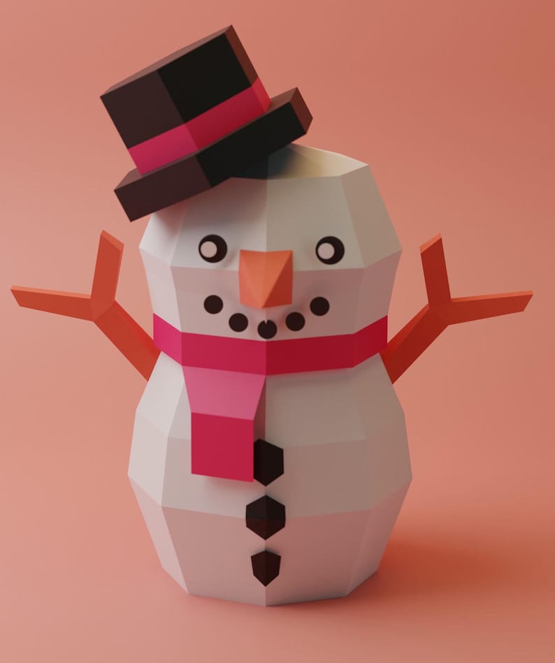 3D Papercraft Snowman Template: DIY Christmas Decoration (PDF/SVG ...