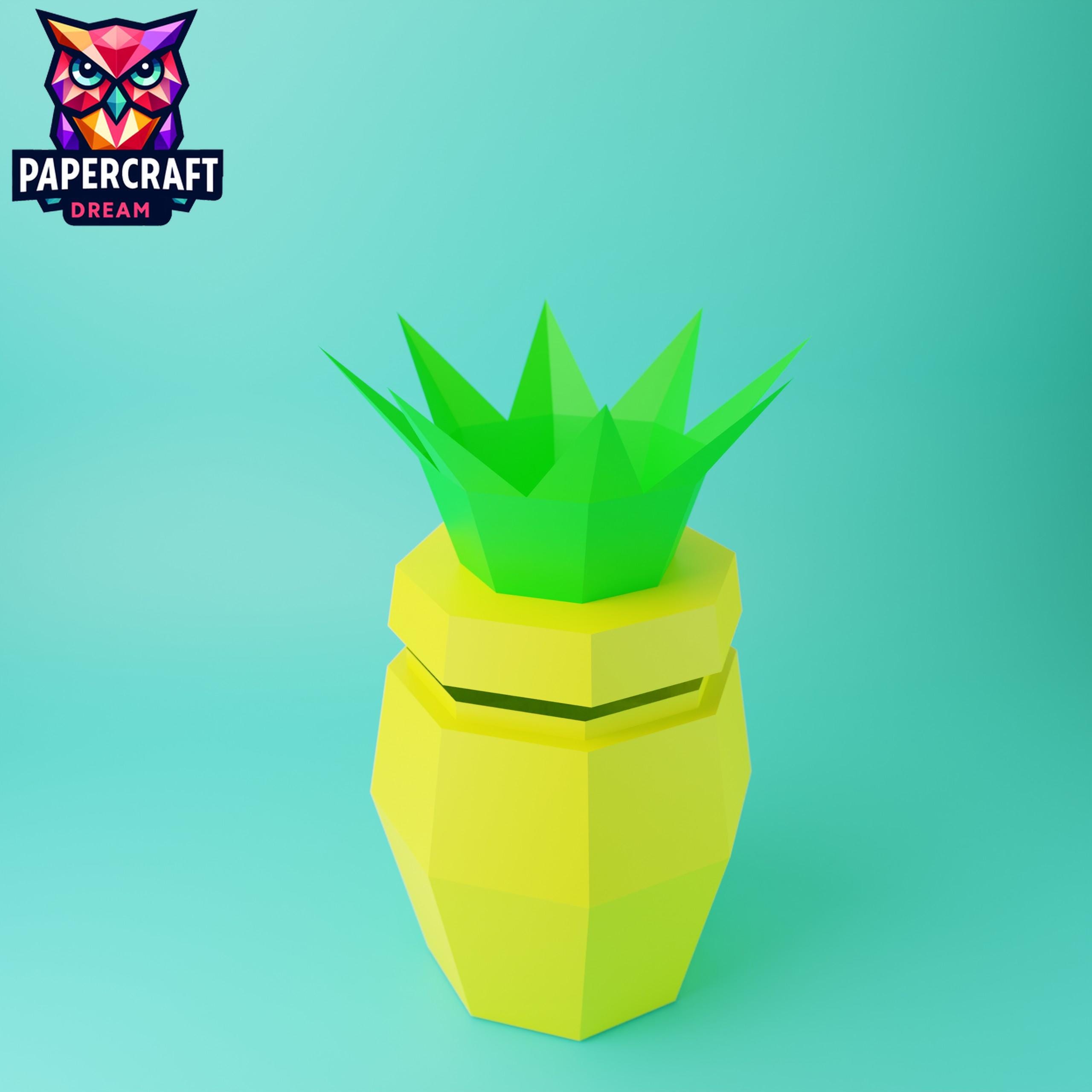 Pineapple Box 3D Papercraft– DIY Pineapple 3d Box,paper Pineapple Gift ...