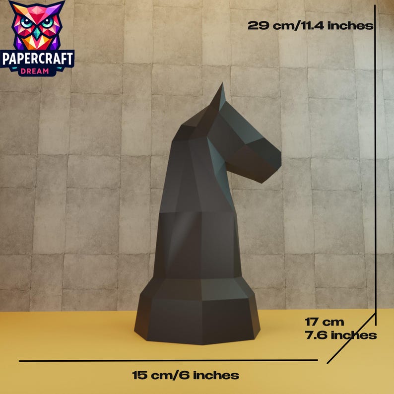 DIY Chess Knight Papercraft - 3D Geometric Sculpture (pdf, Svg, Dxf) - Etsy
