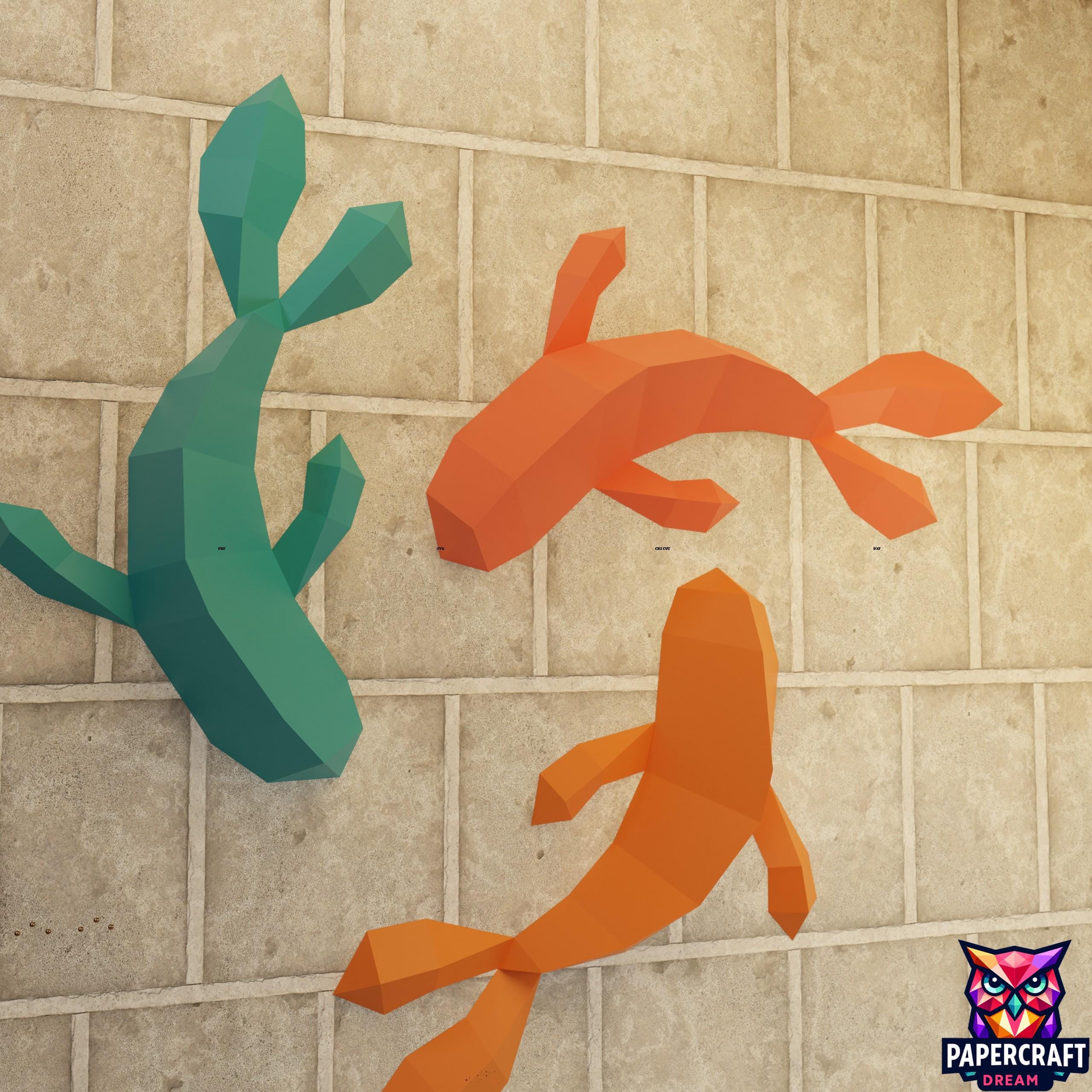 Koi Fish 3D Papercraft Sculpture – DIY Low Poly Wall Decor (pdf, Svg ...