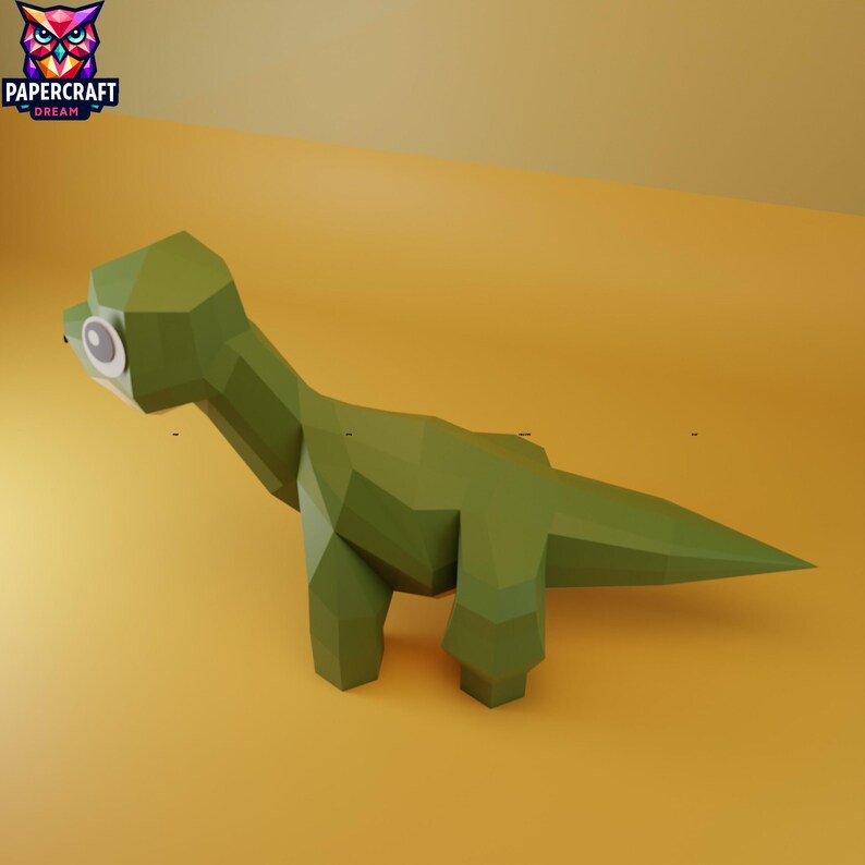 Brachiosaurus Papercraft Baby - Low Poly Brachiosaurus Template Easy ...