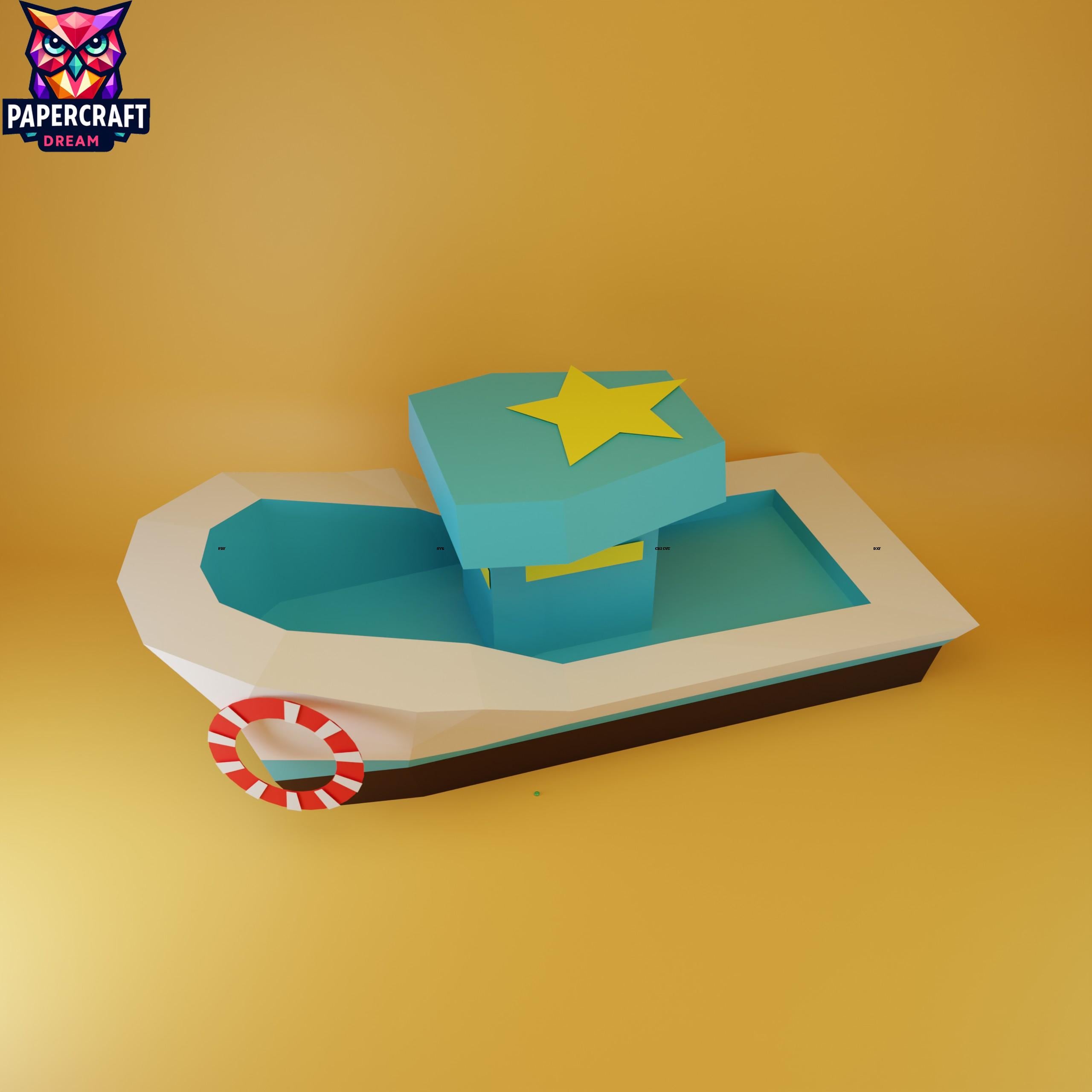 3D Fishing Boat Papercraft – DIY Low Poly Model (pdf, Svg, Dxf) - Etsy
