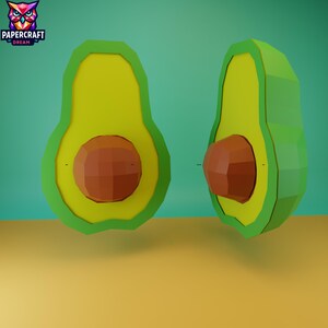 Avocado Fruit 3D Papercraft–diy Avocado Template,low Poly Avocado ...