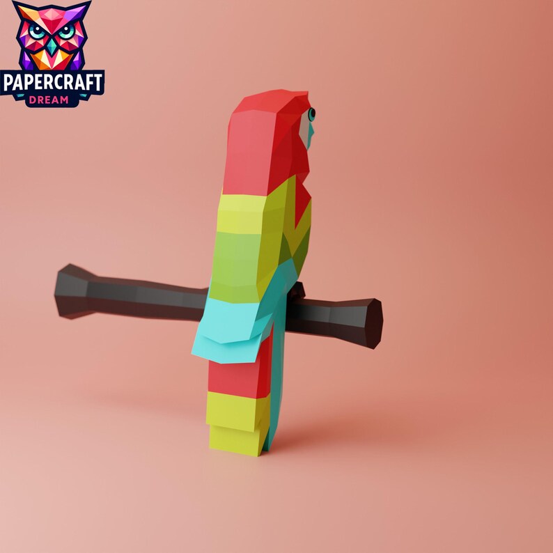 Parrot Macaw Papercraft Template - DIY Parrot Bird Decor, Parrot Art ...