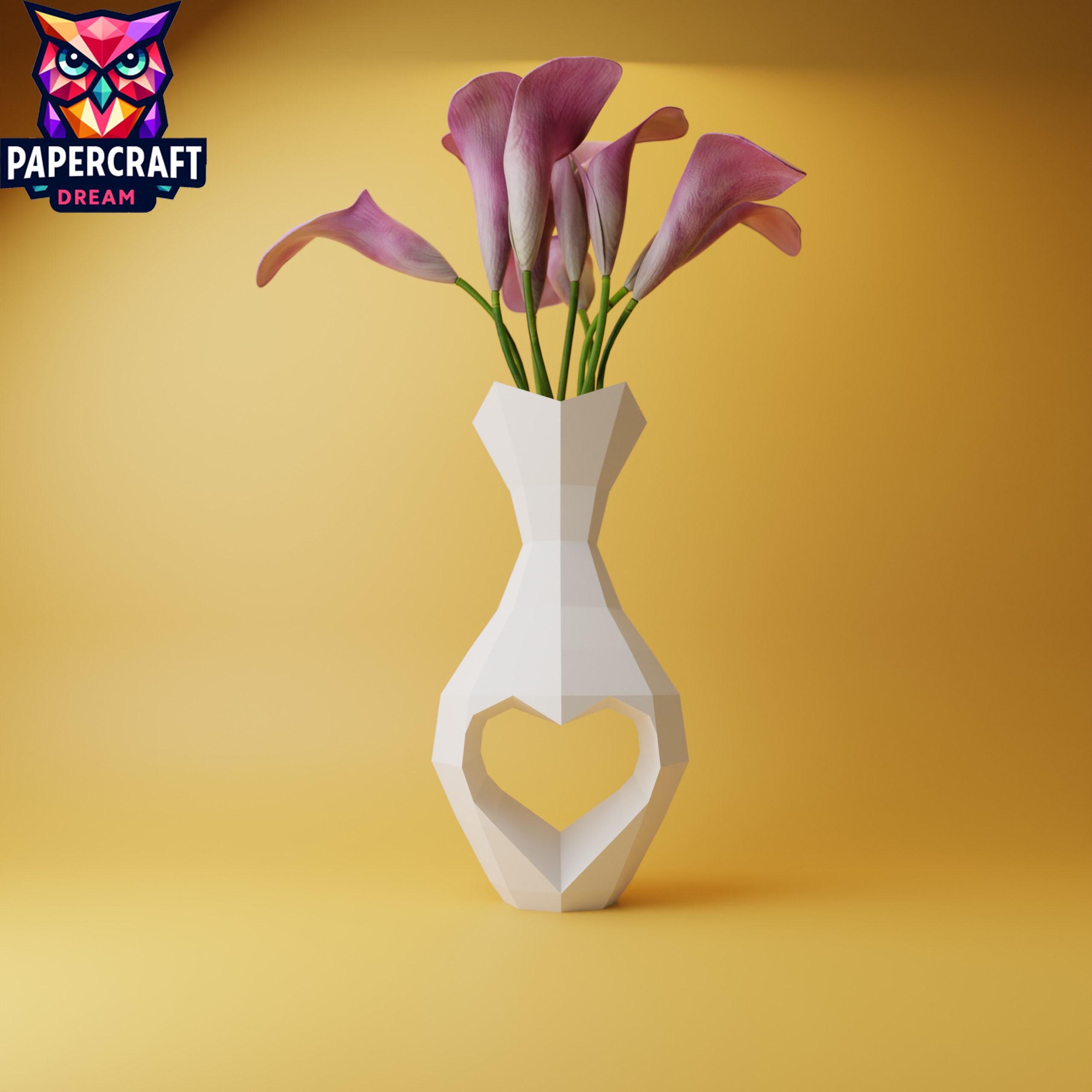 Heart Vase 3d Papercraft, Love Vase, Low Poly Vases, Origami Vase, Vase ...