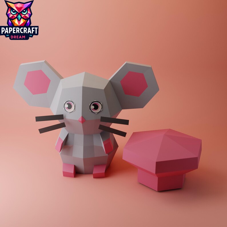 Chef Mouse Papercraft: 3D Low Poly Paper Sculpture (PDF Template) - Etsy