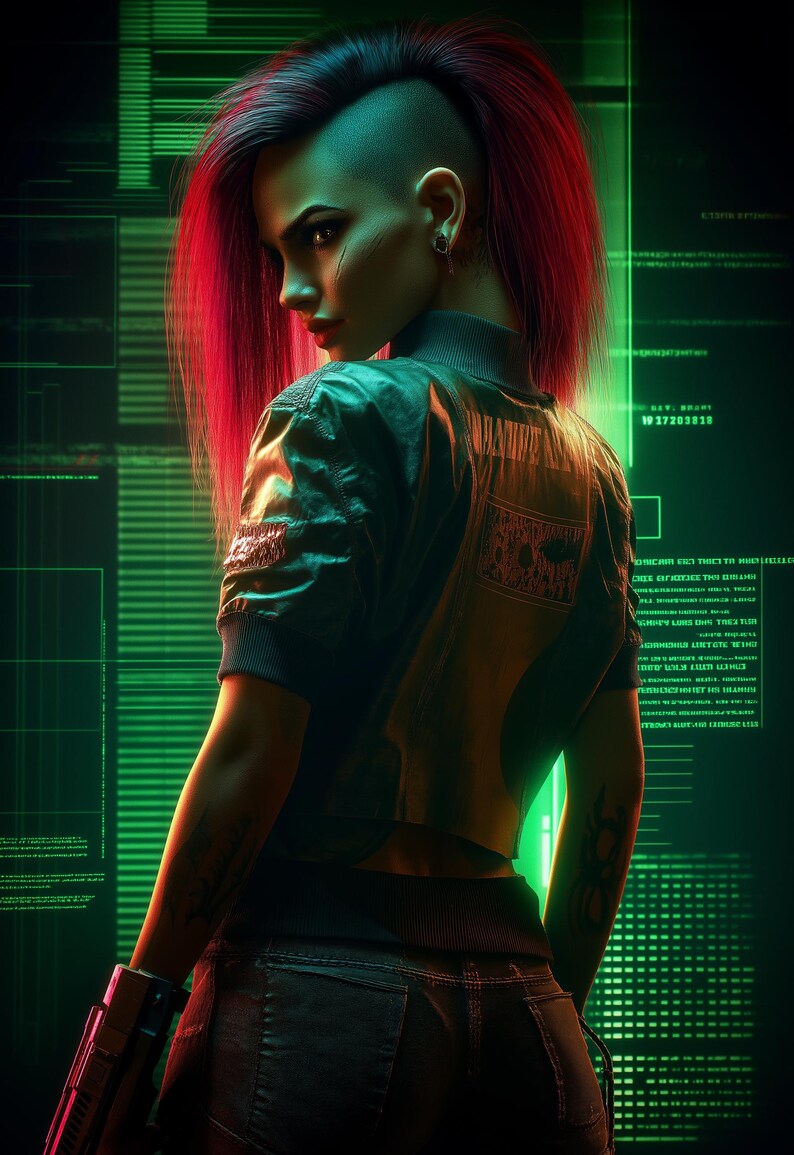 Cyber Girl, Matrix, Retrograde, Digital Art for Download, AI Design ...