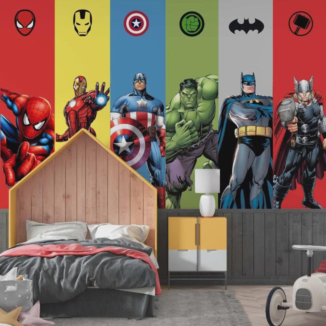 Heroes Wallpaper, Traditional and Peel and Stick Wallpaper - Etsy