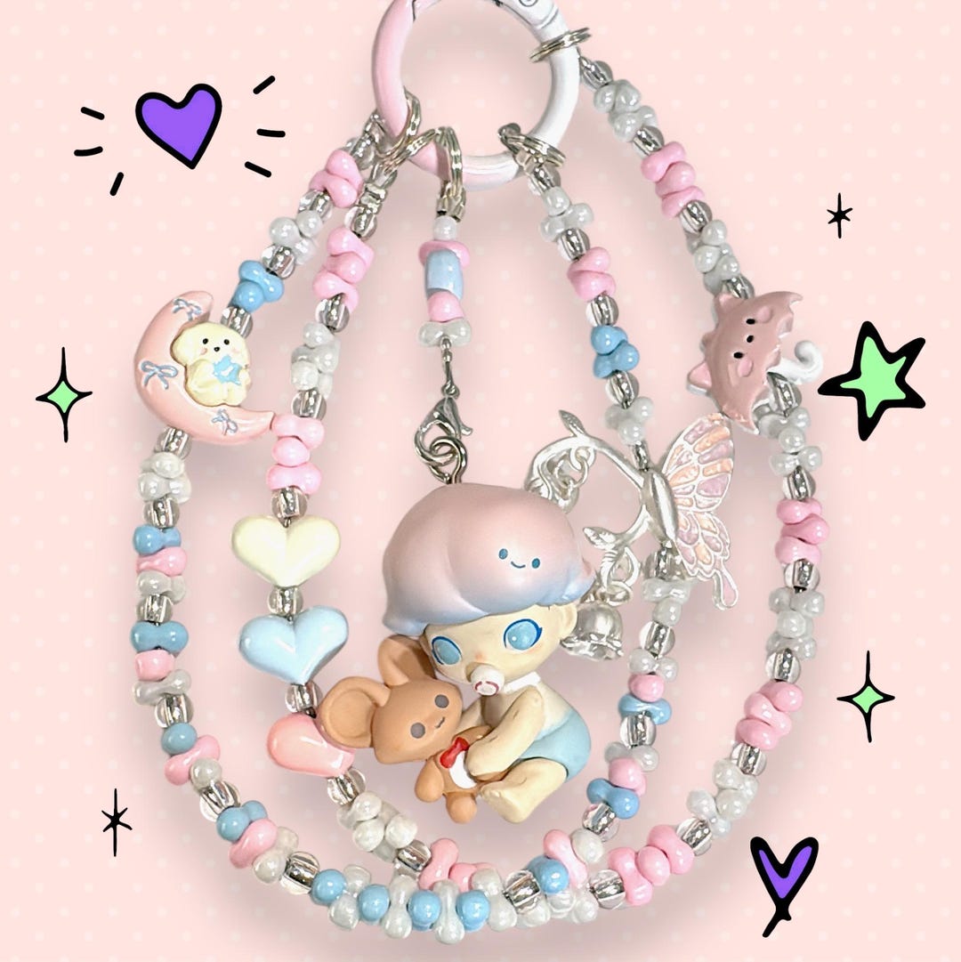 Popmart Dimoo Handmade Beaded Phone Charm/keychain - Etsy