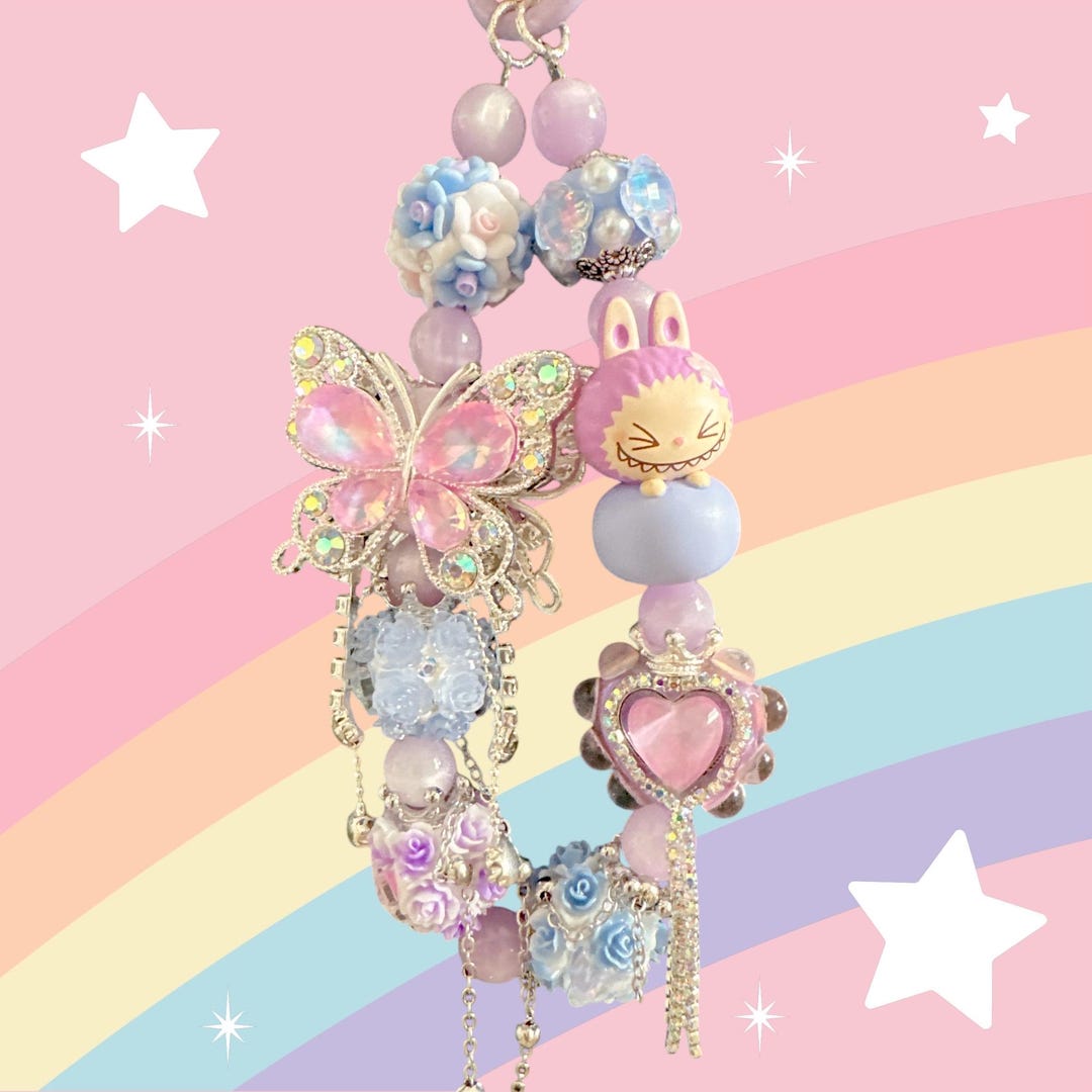 Popmart Labubu Handmade Beaded Bag Charm / Keychain - Etsy